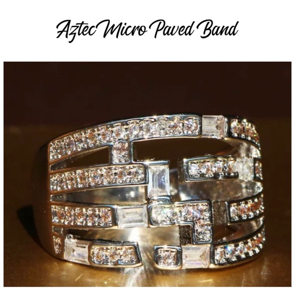 Fashion Rings | Jewelry | Lovely Aztec Style Micro Paved Split Band ...